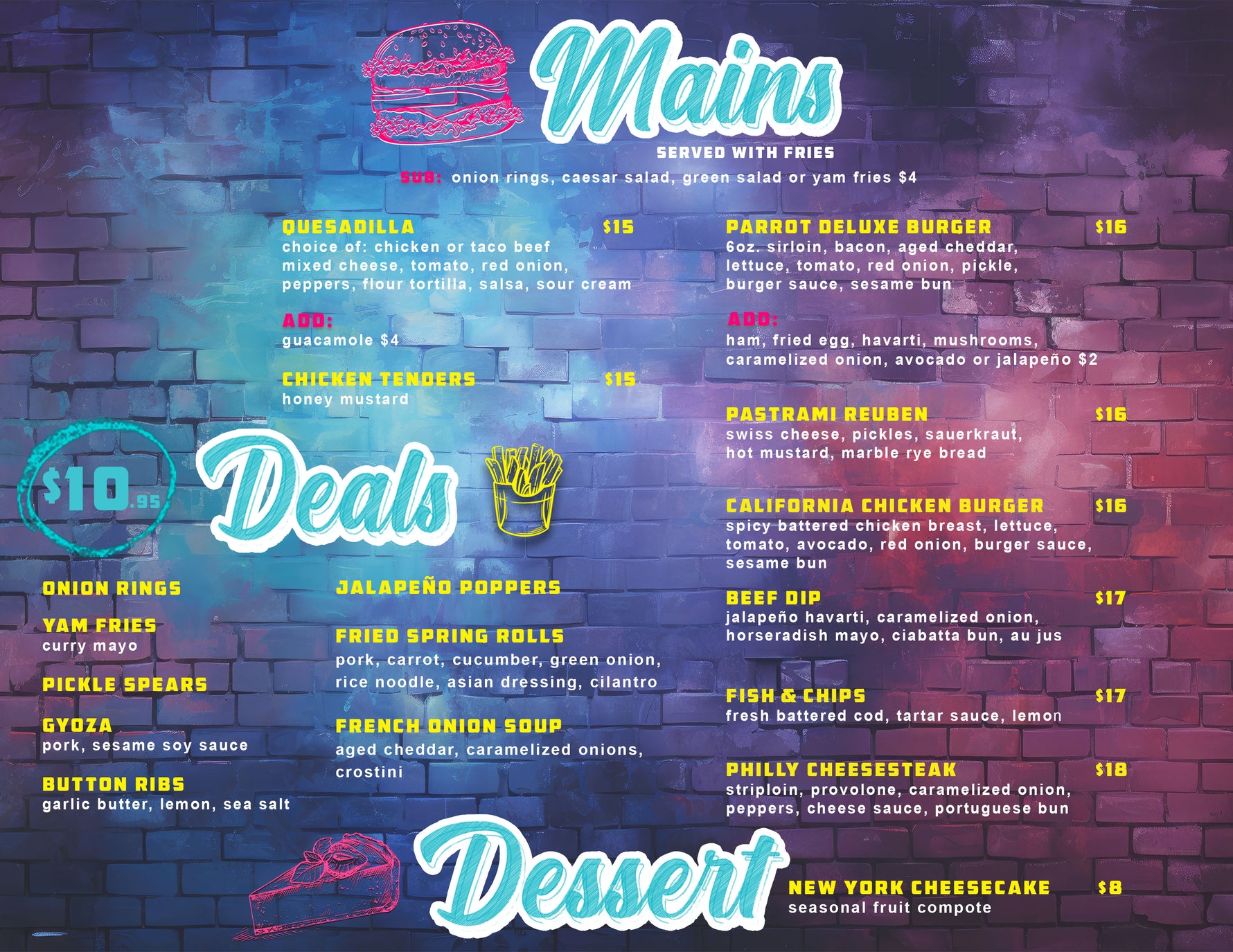 Food Menu – Barking Parrot Bar